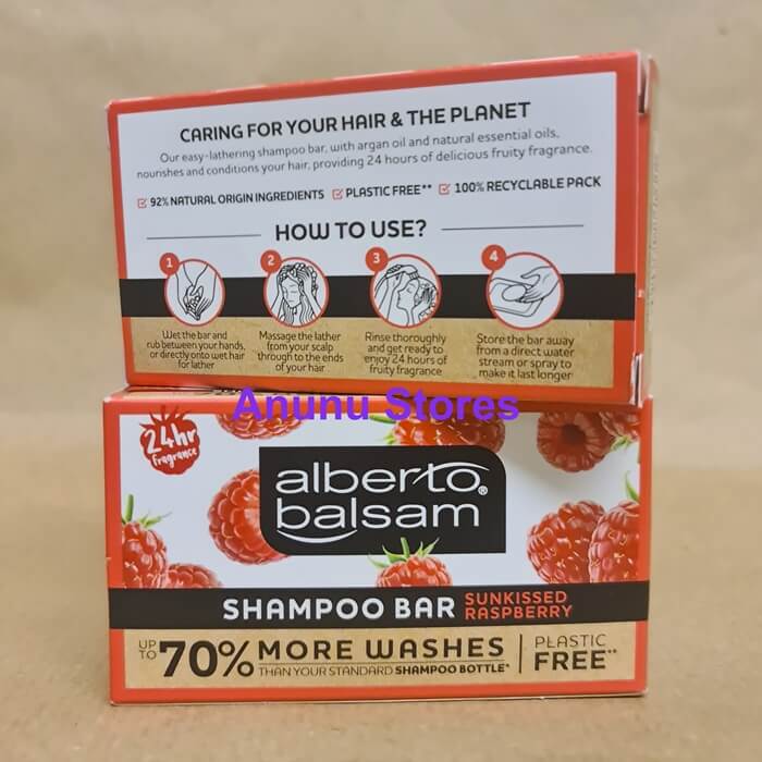 Alberto Balsam Sunkissed Raspberry Shampoo Bar 75gm x 2